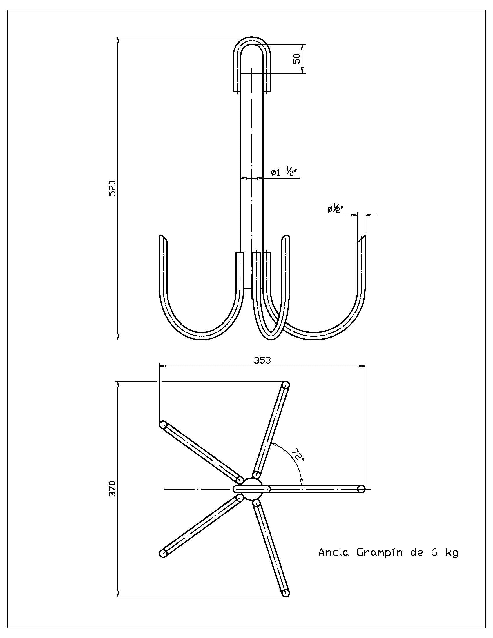 6kg Grampín Anchor – Planos Mecanicos